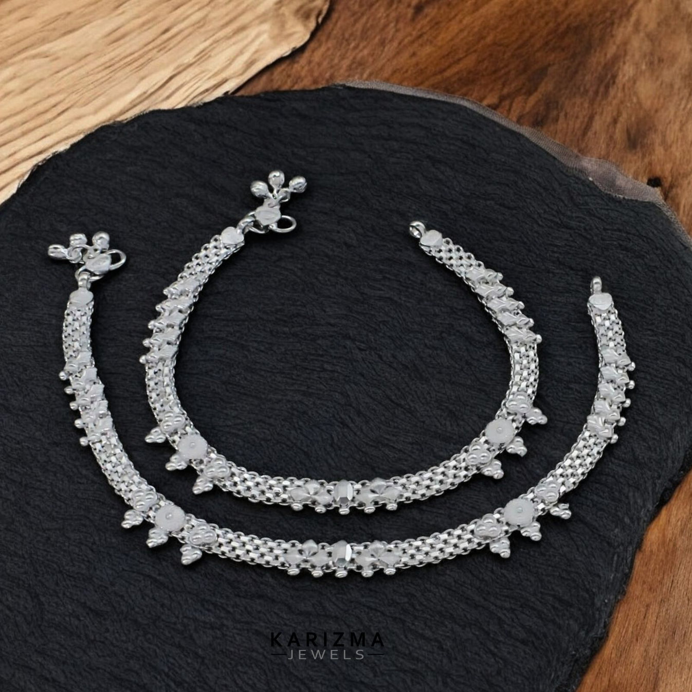 Real Sterling Silver boho style women Anklets Ankle Pair 10" – Karizma ...