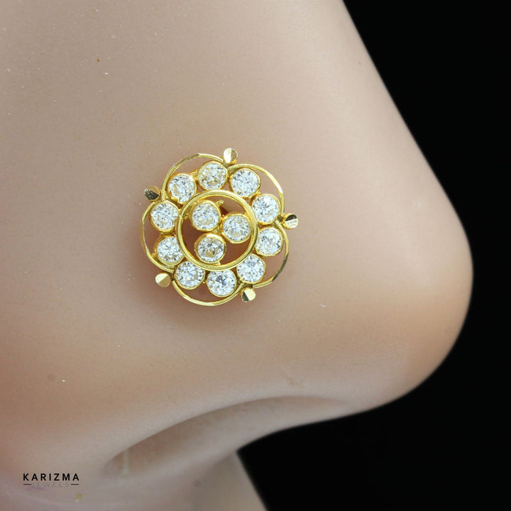 Buy Gold Nose Pins | Gold Nath at best Indian Prices Online – Karizma ...