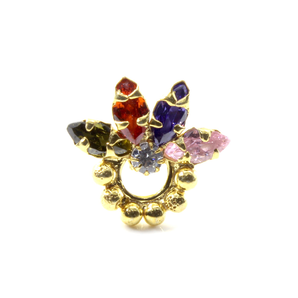 Sterling Silver Nose pin with Multi-color stones for women – Karizma Jewels