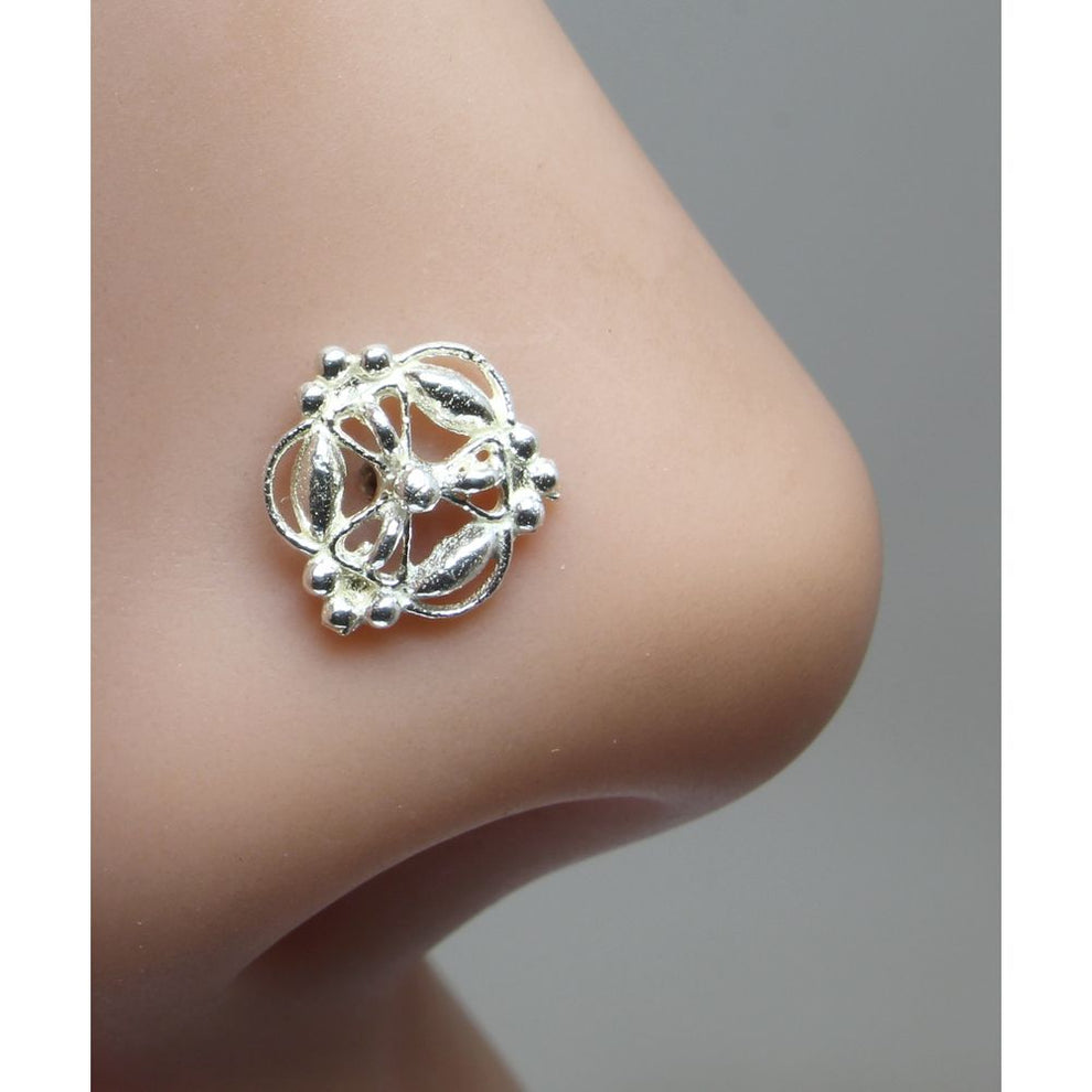 indian 925 sterling silver nose stud corkscrew piercing nose ring l ...
