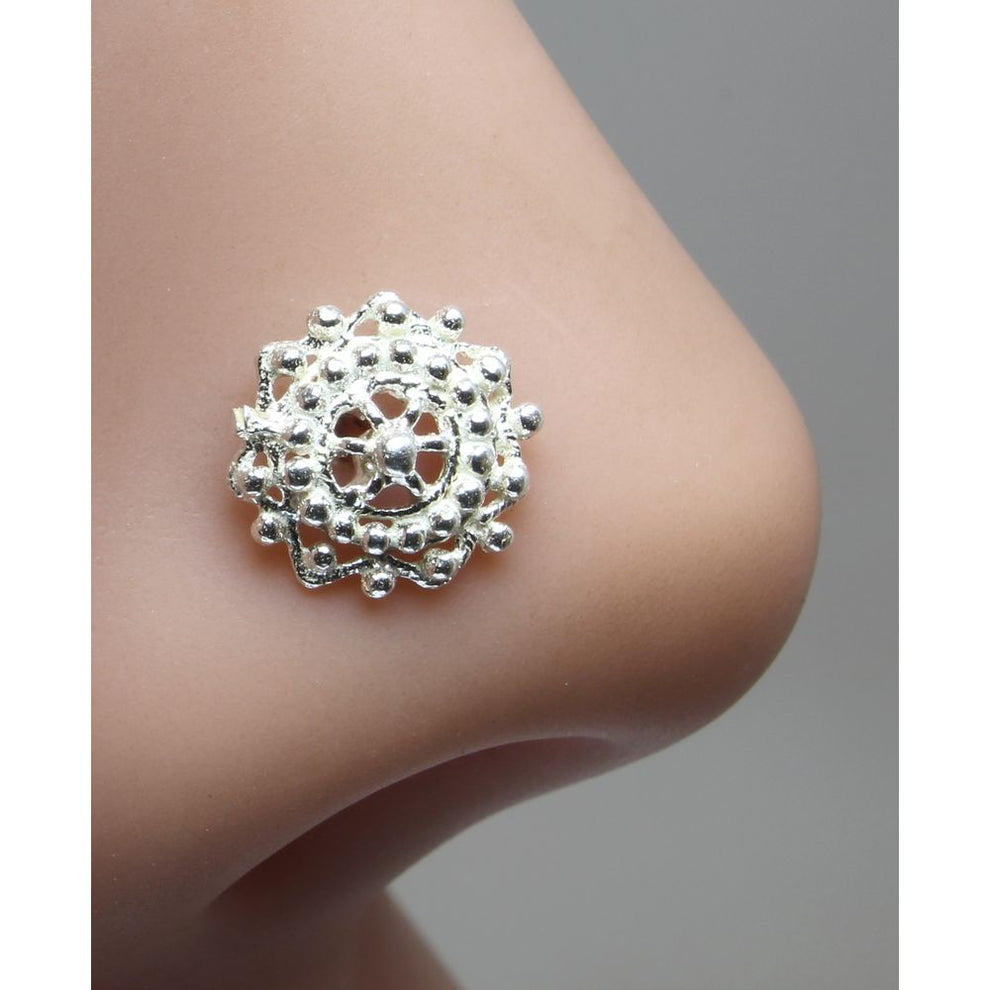 indian 925 sterling silver nose stud corkscrew piercing nose ring l ...