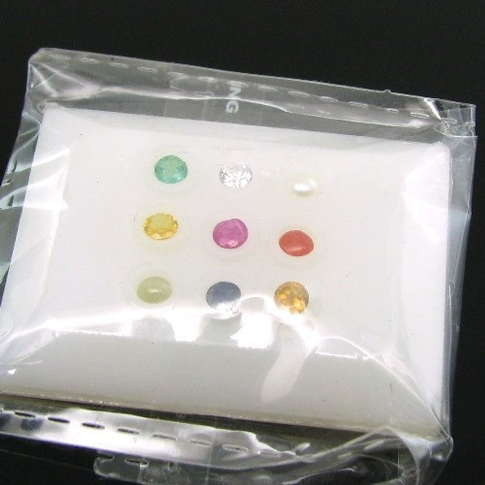 Original Fine Quality 9 Gems Navratna 3mm Ruby Emerald Pearl Coral Nat ...